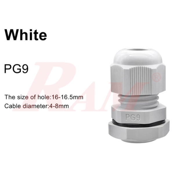 PG9 White Plastic Cable Gland (4~8mm) Connector Waterproof | RAM Electronics website
